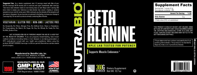 Nutrabio - Beta Alanine Nutrabio - Beta Alanine Nutrabio - Beta Alanin ...