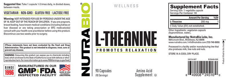 Nutrabio - L-Theanine 200mg – Nutrition Lab